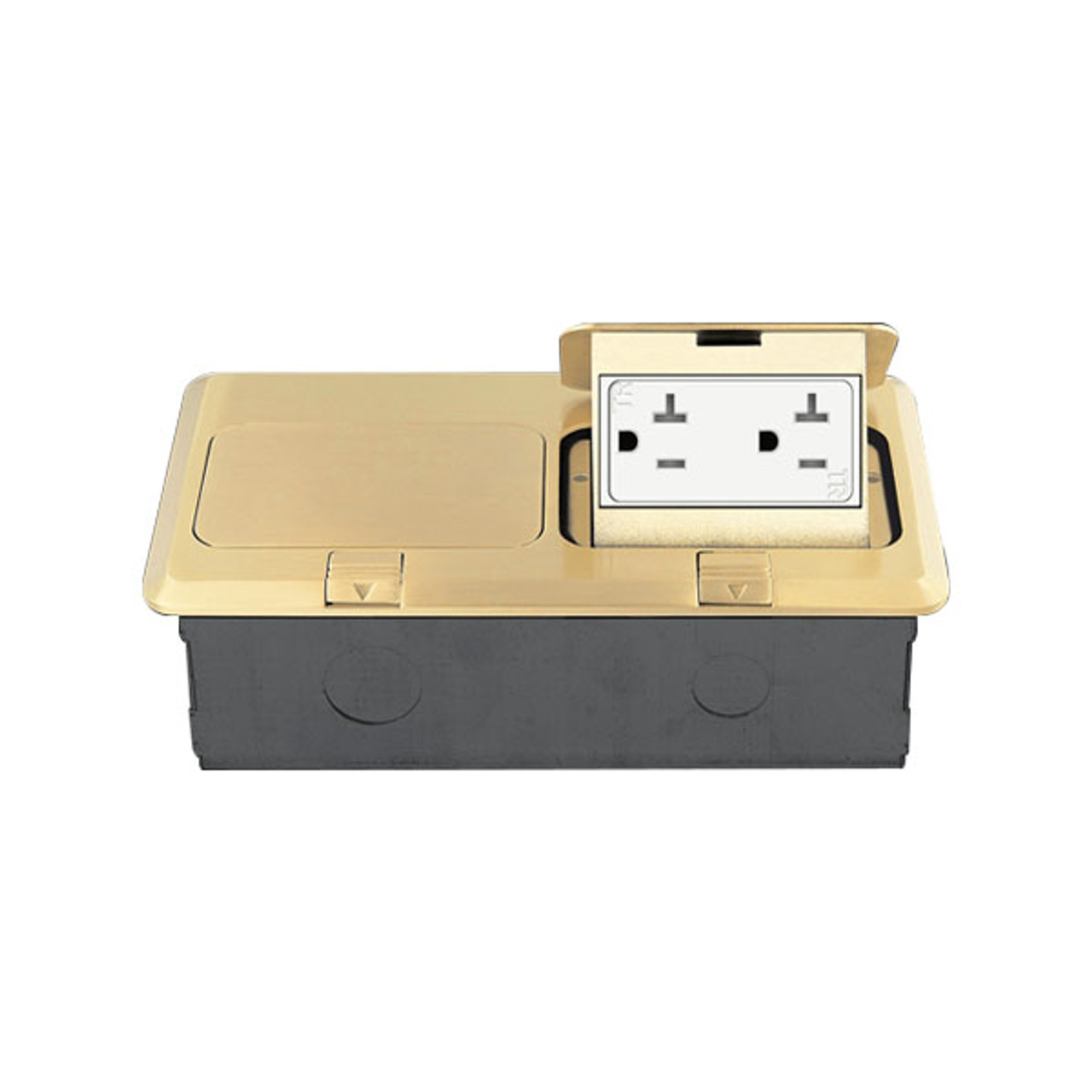 20a Pop Up Rectangular Floor Box Assembly Dual Tamper Weather Resistant