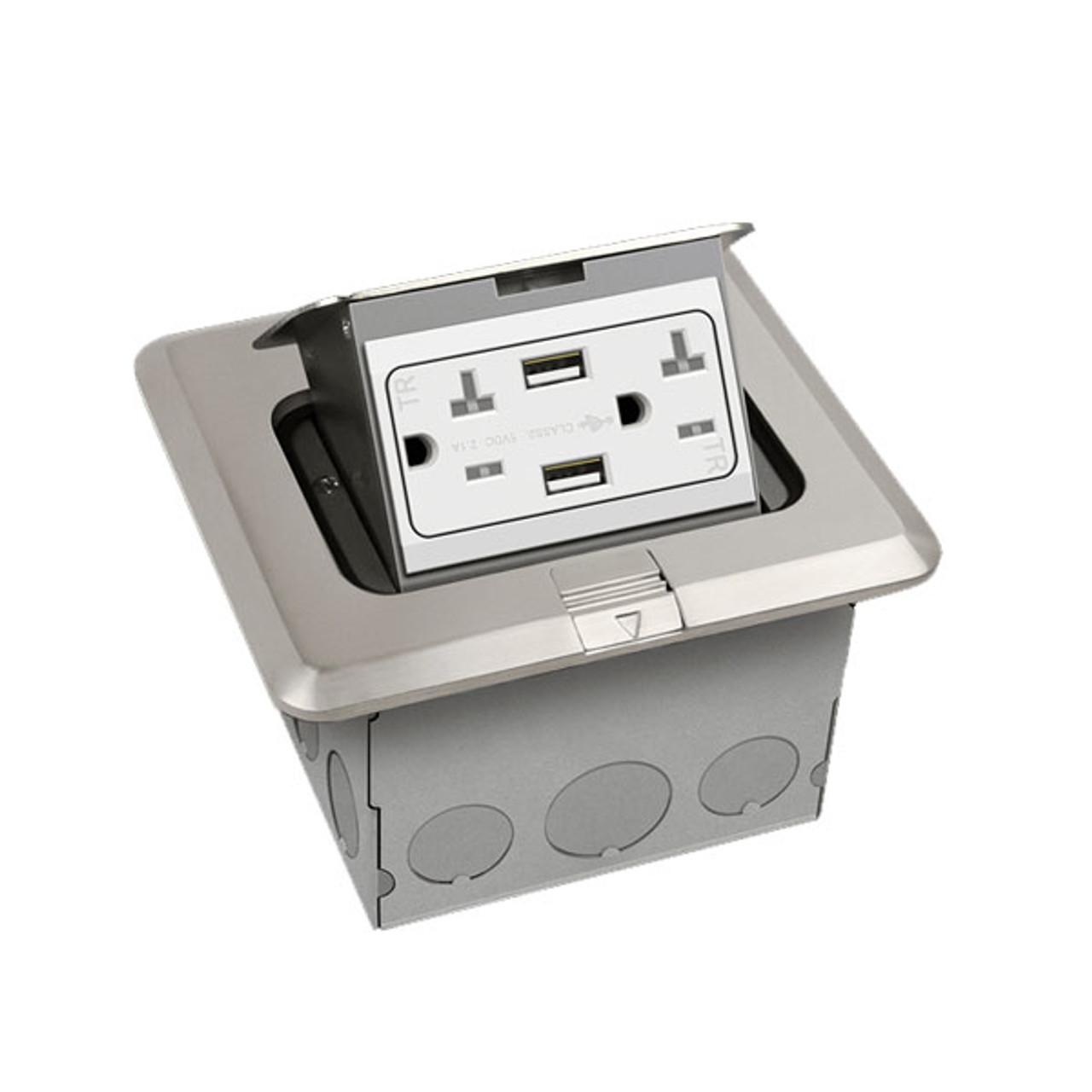 Square Pop Up Floor Box Assembly 20a Tamper Resistant Receptacle