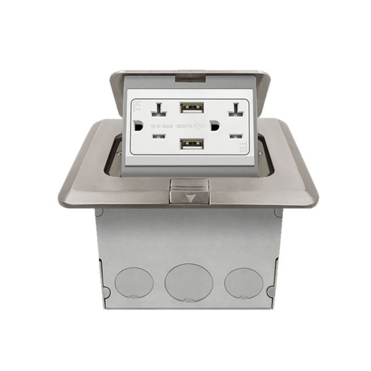 Square Pop Up Floor Box Assembly 20a Tamper Resistant Receptacle
