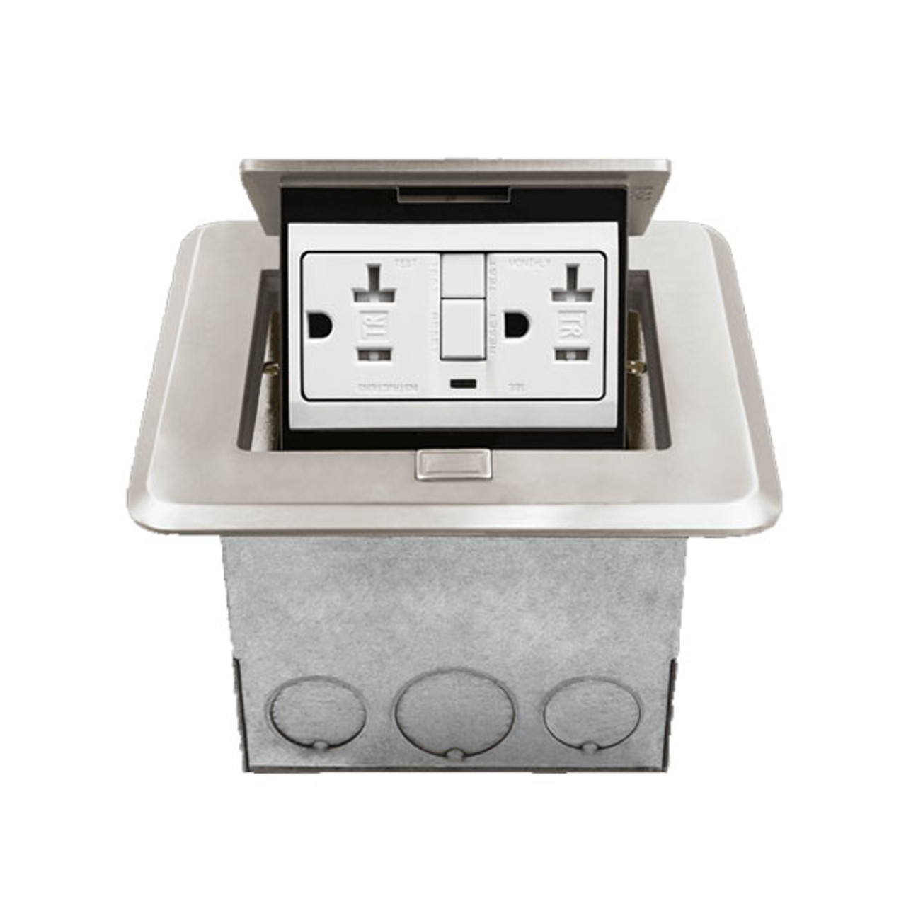Square Soft Pop Up Floor Box Assembly Tamper Resistant Gfci Receptacle