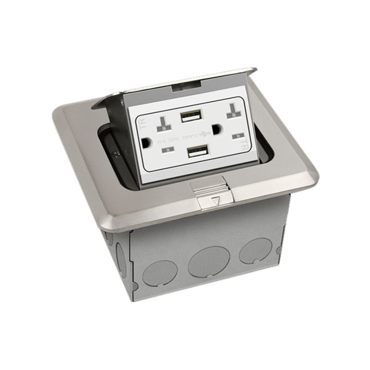 Soft Pop Up Floor Box Assembly Duplex Tamper Resistant 4a Usb Port