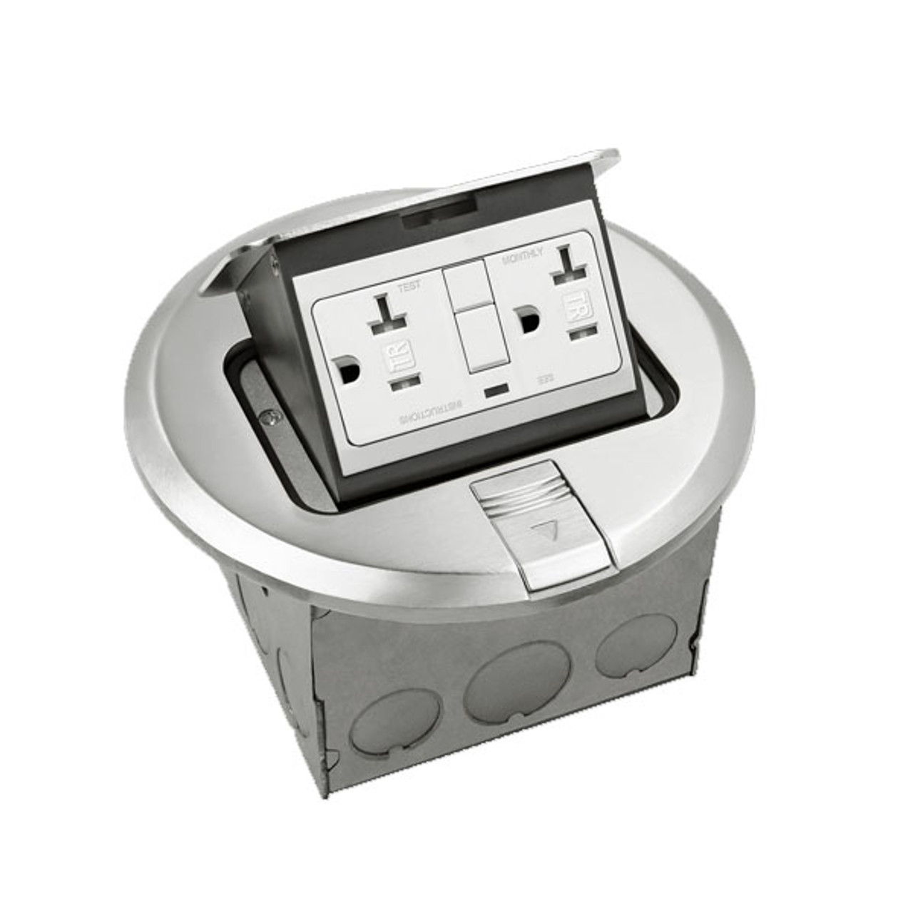 Round Pop Up Floor Box Assembly 20a Tamper Resistant Gfci