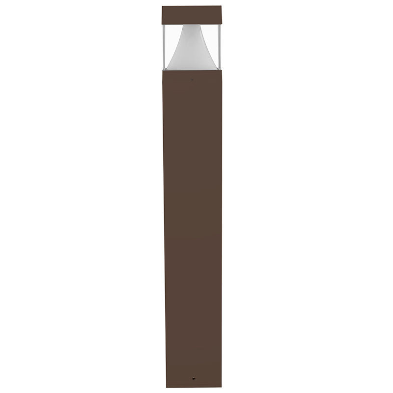 42-Inch Square Bollard Flat Top Cone Clear Lens, Bronze - RelightDepot
