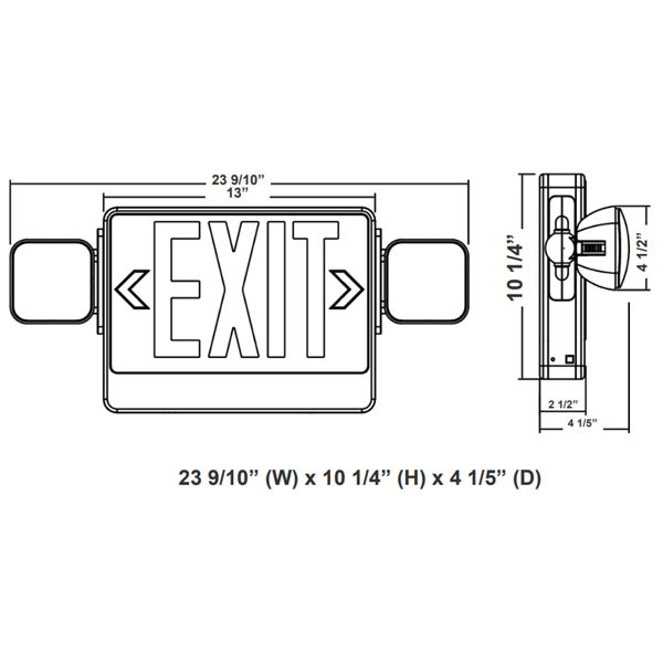XTU Series 3.5 Watt Super Slim LED Exit Sign with Emergency Lighting ...