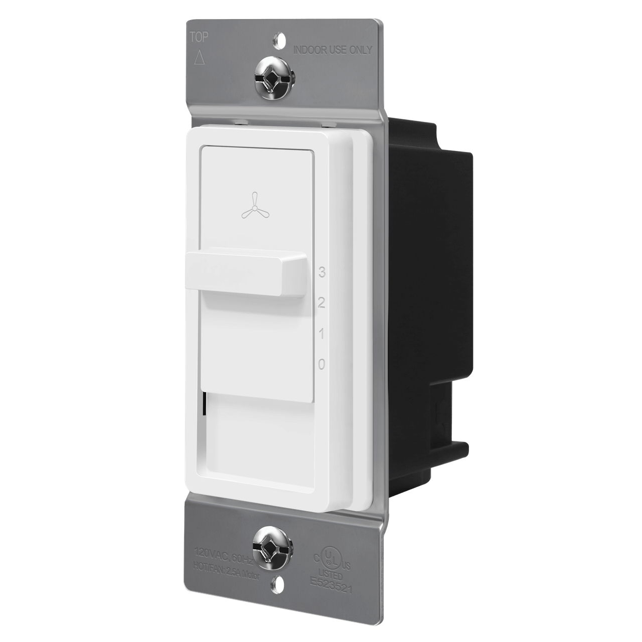 3-Speed Slide Fan Control, Single Pole, White