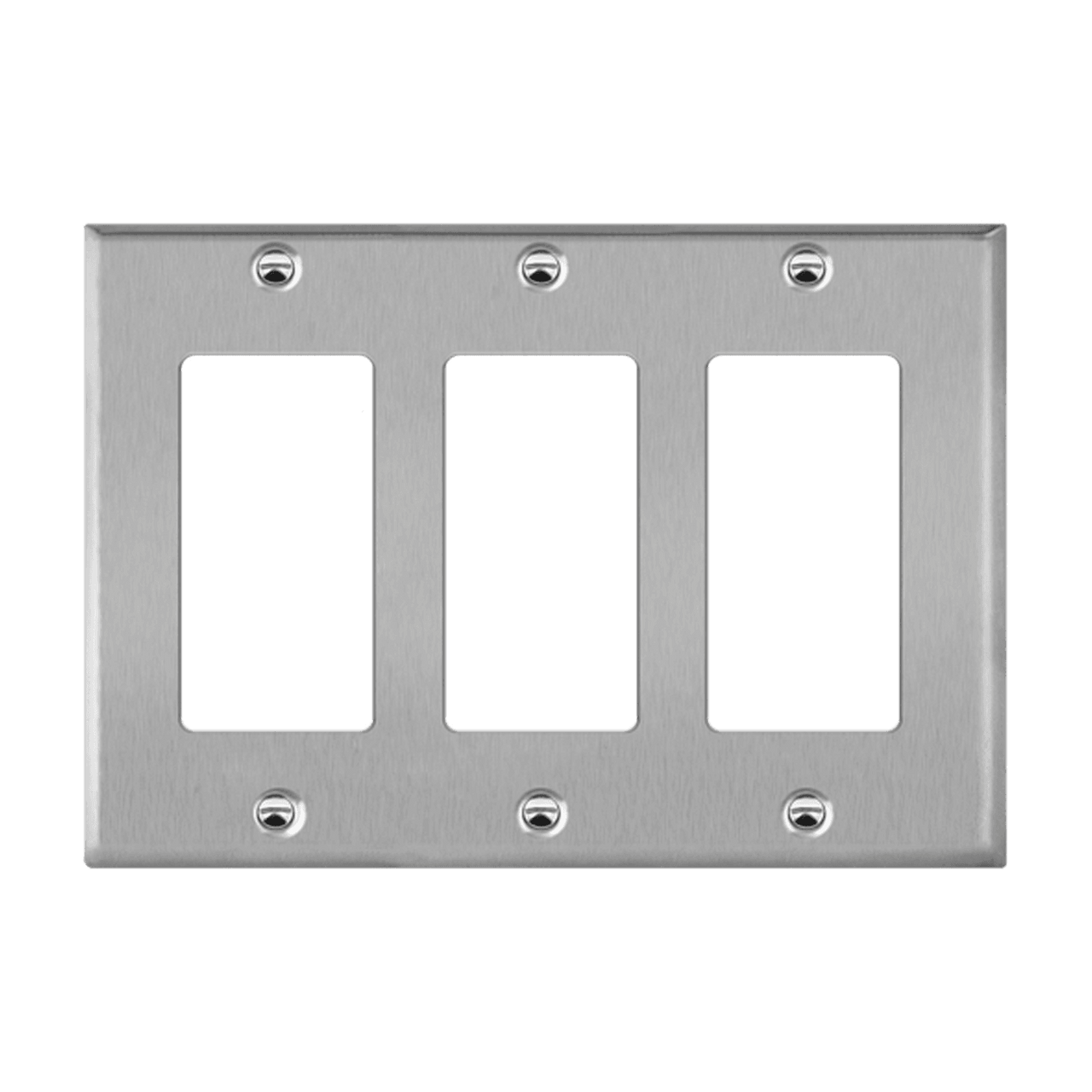 3-Gang Decorator Wall Plate, Mid-Size, Stainless Steel