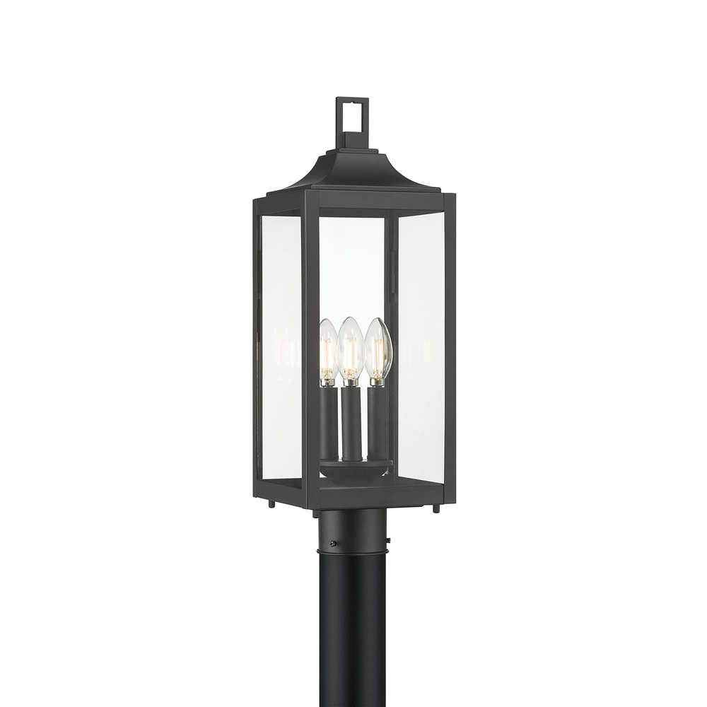 Halston Three Light Outdoor Post Light, Powder Coated Black, 3-Candle ...