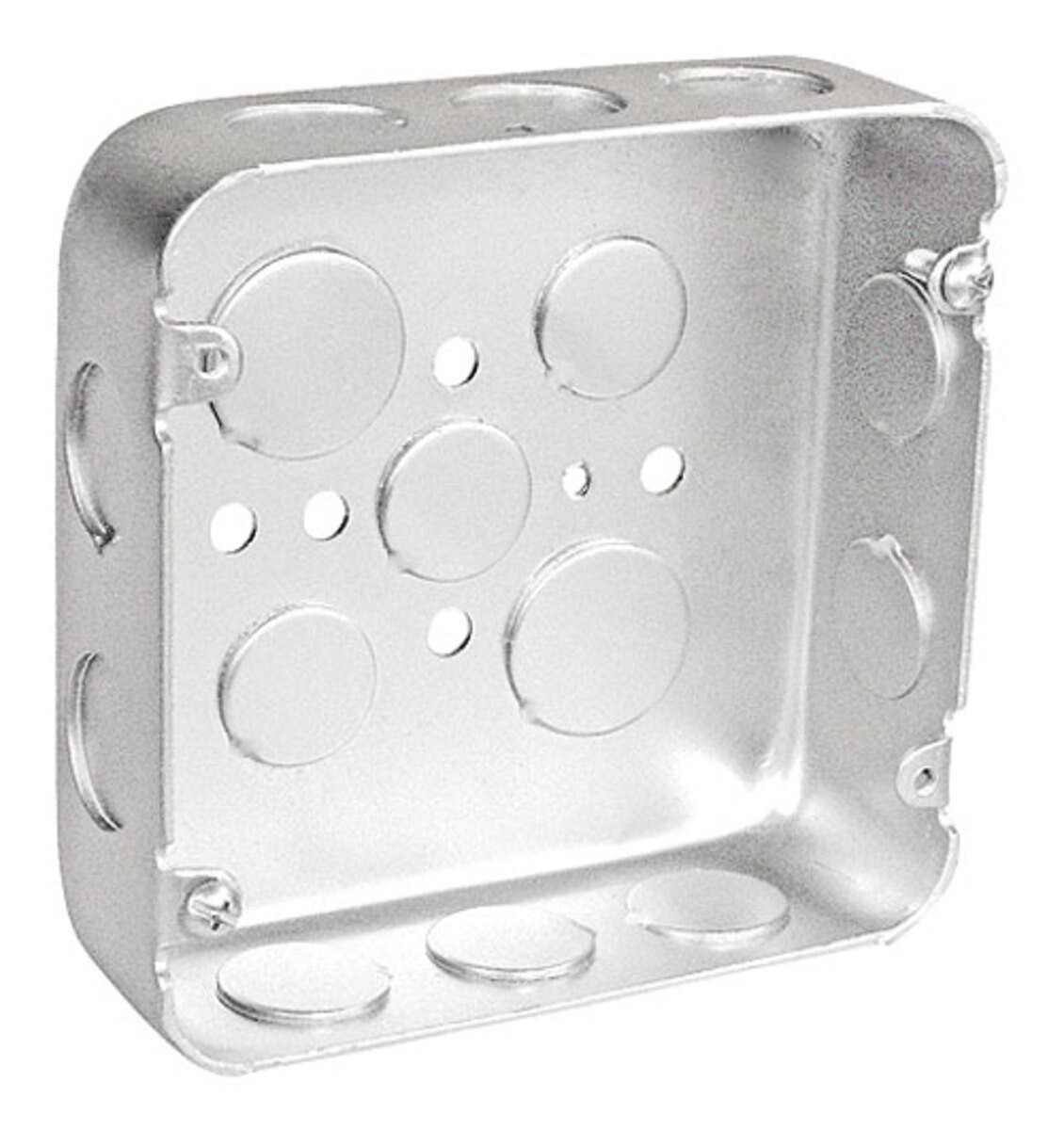 4-11/16" Square Box, 1-1/2" Deep, Drawn, with Conduit Knockouts