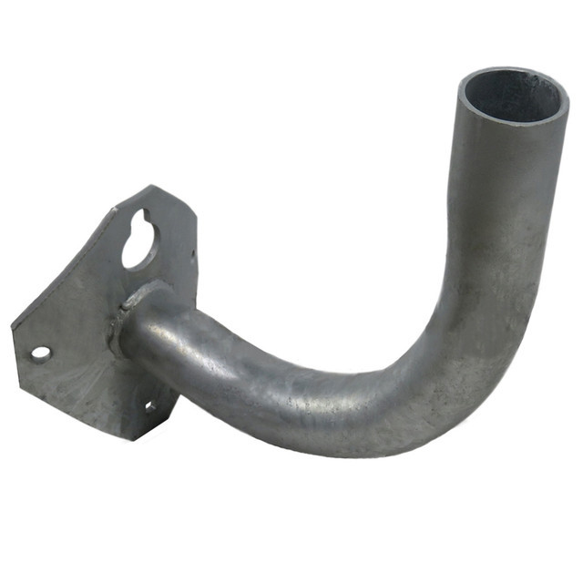 12 Inch Right Angle Bracket for Wood Poles, 2 Inch Steel Pipe