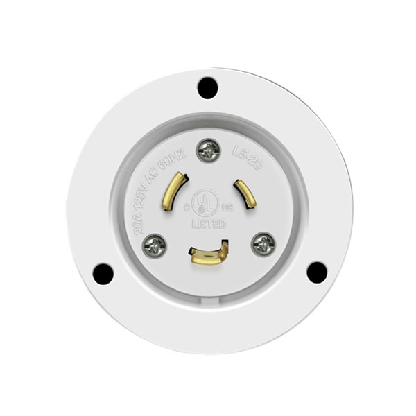 Industrial Grade Locking Flanged Inlet, Grounding NEMA L5-20P