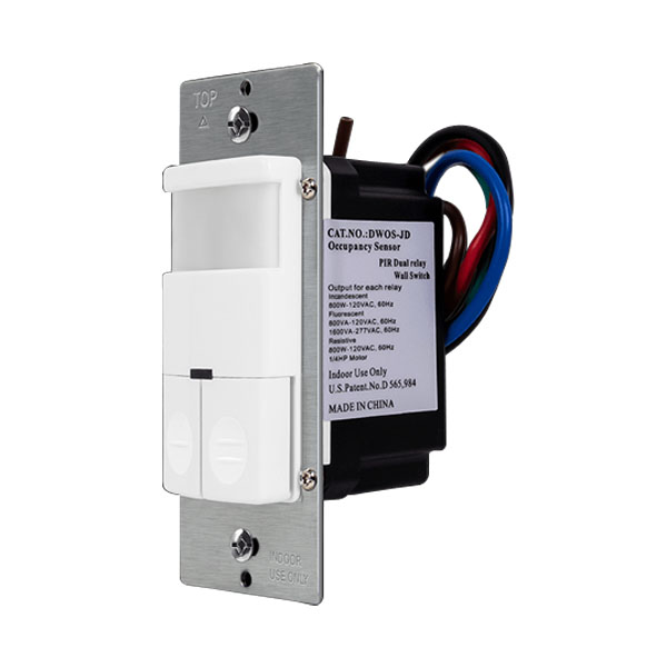 180° PIR Occupancy/Vacancy Motion Sensor Wall Switch with Dual Relay