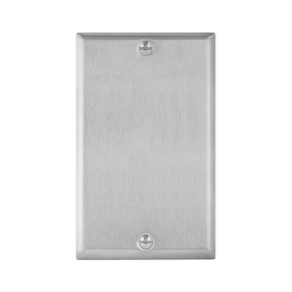 Weatherproof Blank Cover Plate, 1-Gang, Metallic, 430 Stainless Steel