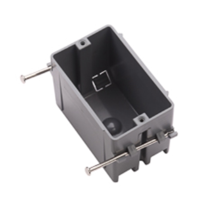 Plastic Outlet Box, 1-Gang, 18 cu in, 4 Knockouts