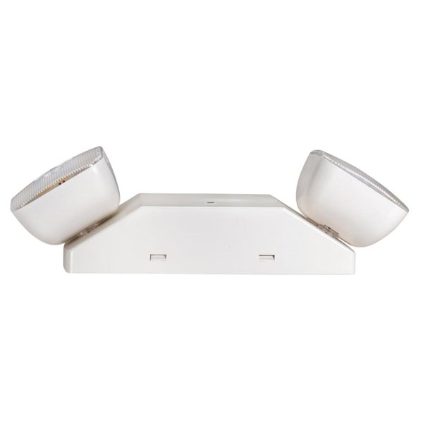 Dual Head LED Emergency Light, White, Self-Testing