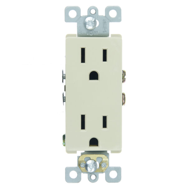 Decorative Duplex Receptacle, Ivory