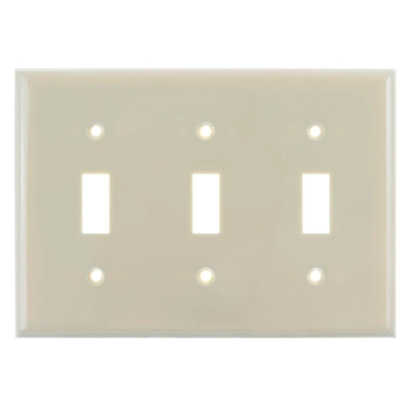 3 Gang Toggle Switch Plate, Ivory
