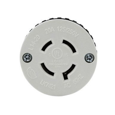 Industrial Grade Locking Cord Connector, 20A, L14-20C