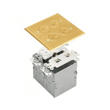2-Gang Floor Box Assembly - 20A Tamper-Weather Resistant Duplex Receptacle
