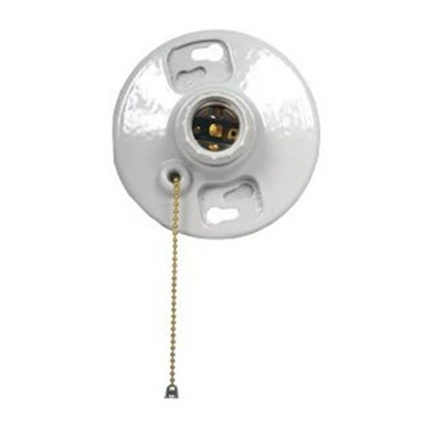 Porcelain E26 Lampholder with Pull Chain