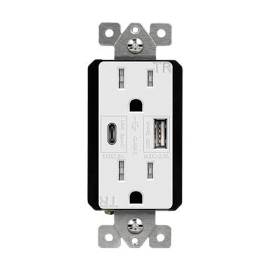 Dual Port USB Type-C / Type-A Charger with Tamper-Resistant Receptacles ...
