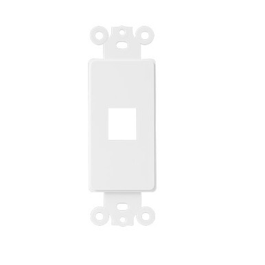 Decorator Wall Plate Insert, 1-Port Keystone, Thermoplastic, White