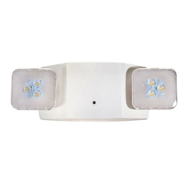 Dual Head LED Emergency Light, White, Self-Testing