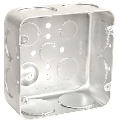 4-11/16" Square Box, 2-1/8" Deep - Drawn with Conduit Knockouts