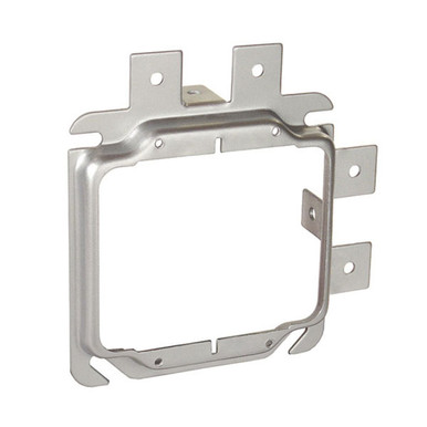 4" Square Low Voltage Two Gang Device Ring, Raised 3/4"