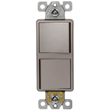 Dual Single Pole Switch, Self-Grounding, 15 Amp, 120V, Back and Side Wire