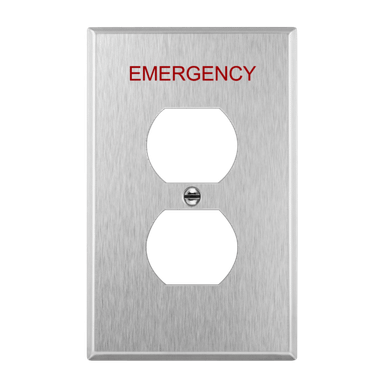 1-Gang Duplex Emergency Wall Plate, Mid-Size, 430 Stainless Steel