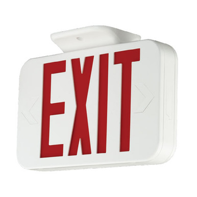 Exit sign, 120V/277V, White Housing, Red Letters, Two Sided with ...