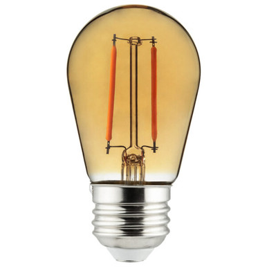 S14 LED Filament Transparent Light Bulb, Amber, 2 Watts