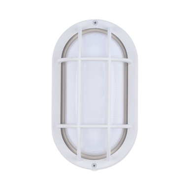 LED Oval Bulkhead Wall Mount, Matt White Housing, Frosted Glass Lens, 6 ...