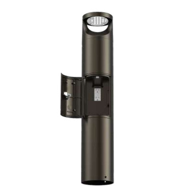 Bollard Shaft 23 Inch, GFCI Outlet Compartment, Black