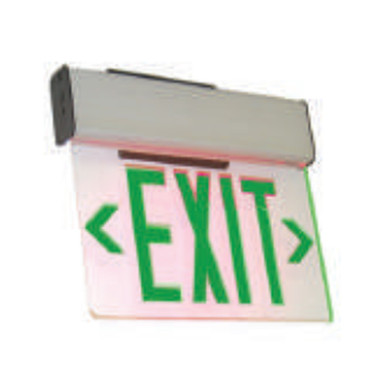 Edgelit LED Exit Sign, Double Face, Green, Mirror, White, NiCd