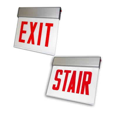Edgelit Aluminum Exit Sign, Single Face, Red Letters, White Housing ...