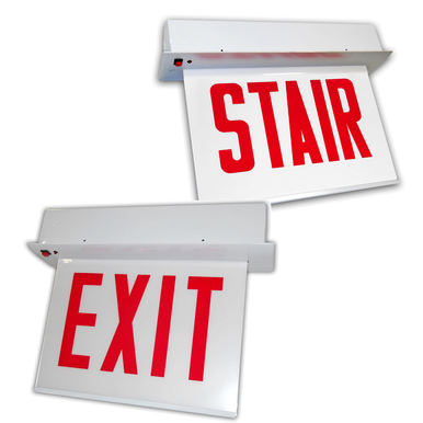 Chicago Approved Recessed Edgelit Aluminum Exit Sign, Single Face, Red ...