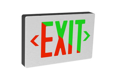 Emergence LED Die-Cast Exit Sign, Selectable Red/Green Legend, Brushed ...