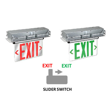 Recessed EdgeLit Exit Sign, Double Face, Mirror Background, Aluminum ...