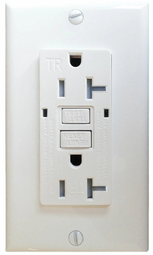 GFCI Receptacle, 20A, Tamper Resistant, White, 120V AC, Auto-Monitoring ...