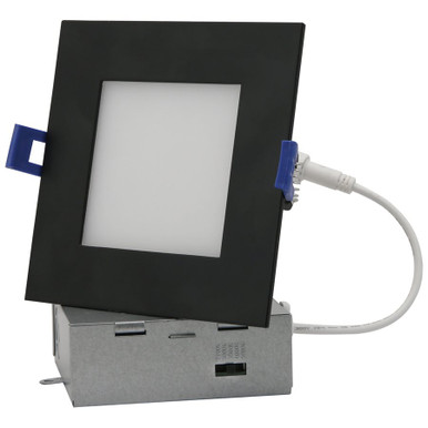 4" Square Slim Downlight, 12W, 90CRI, 5-Selectable CCT, Black