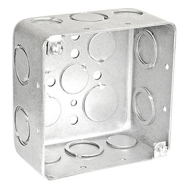 Garvin Industries 4" Square Box, 2-1/8" Deep, Drawn, With Conduit Knockouts