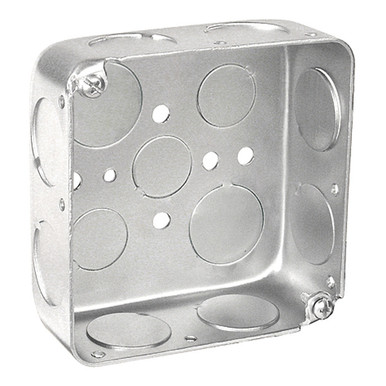 Garvin Industries 4" Square Box, 1-1/2" Deep, Drawn, With Conduit Knockouts
