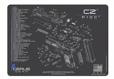 Cerus Gear Cleaning Mat -CZ P10C SCHEMATIC; Charcoal Gray/Cerus Blue