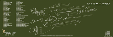 CERUS GEAR CLEANING MAT M1 GARAND SCHEMATIC RIFLE - OLIVE DRAB GREEN