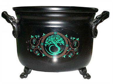 Metal Cauldron with tree of life decal - Uncle Festers