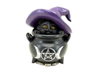 Witch Cat in Cauldron with light up eyes - Uncle Festers
