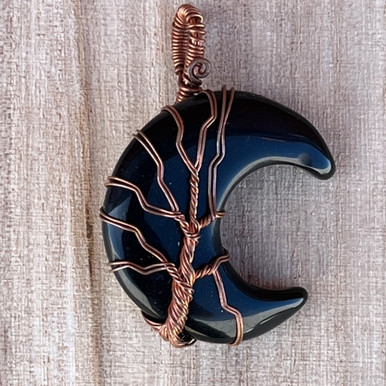 Copper Wire pendant - Crystal Moon - Uncle Festers