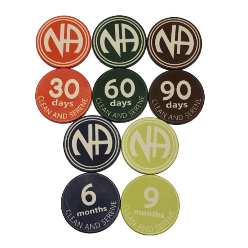 Set of 5 NA Chip - 12 Step Recovery NA Program - Doing It Sober