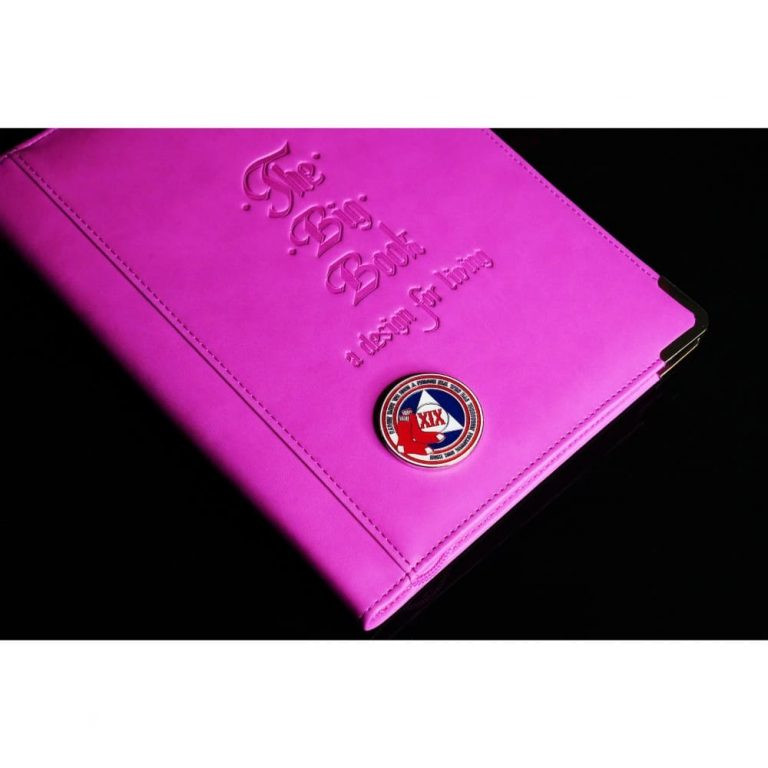 The Big Book - A Design For Living Pink Leather Book Cover - Doing It Sober